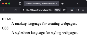 HTML Definition Lists
