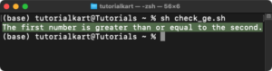Bash -ge Operator (Greater Than or Equal To)