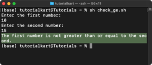 Bash -ge Operator (Greater Than or Equal To)