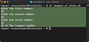 Find Largest of Three Numbers - Bash