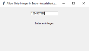 How to Allow Only Integer in Entry Widget in Tkinter Python