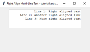 How to Right Align Text in Text Widget in Tkinter Python
