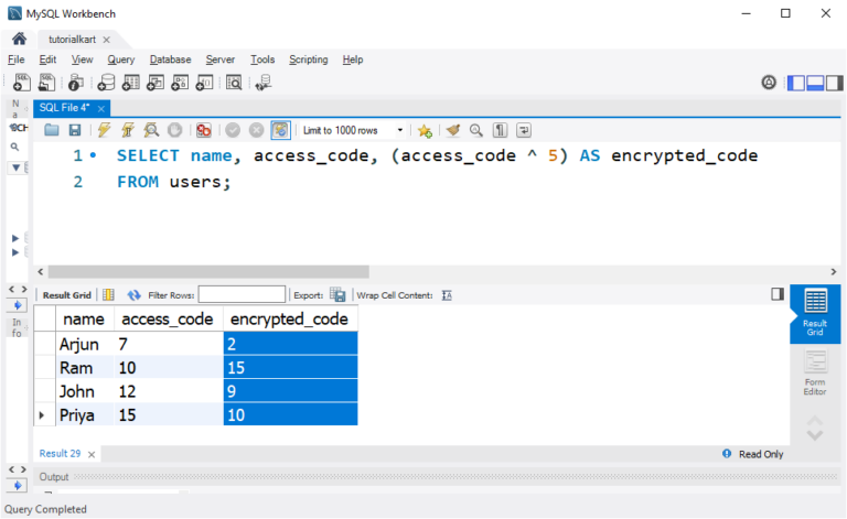 SQL Bitwise XOR Operator