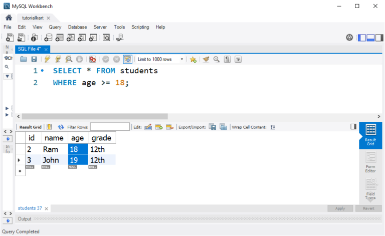SQL Greater Than or Equal To Operator (>=)