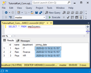 SQL GETDATE Function