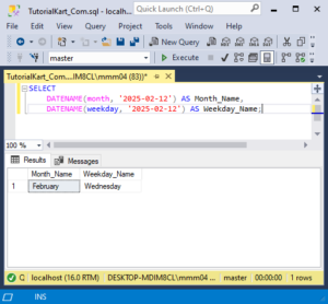 SQL DATENAME() Function