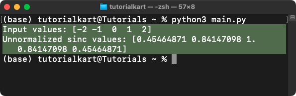 NumPy sinc() - Normalised Sinc Function