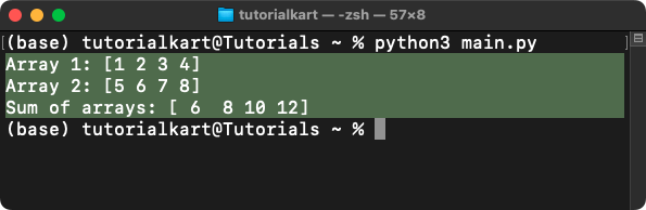 NumPy add() - Add Two Array Element-wise