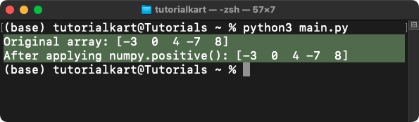 NumPy positive() - Positive of Each Element in Array