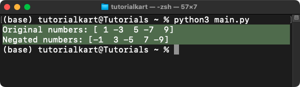 NumPy negative() - Negative of Each Element in Array