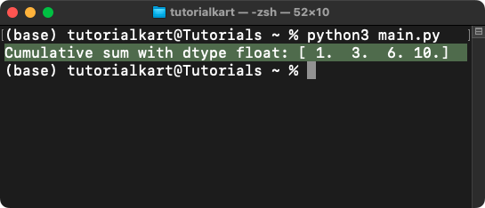 NumPy cumsum() - Cumulative Sum of Elements