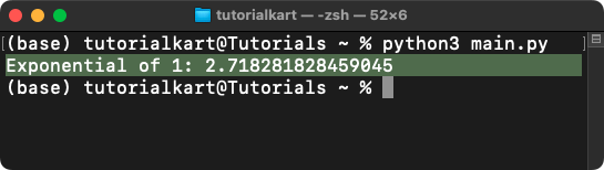 NumPy exp() - Exponential of All Elements in Array
