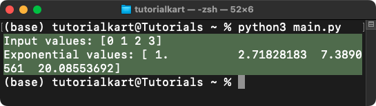 NumPy exp() - Exponential of All Elements in Array