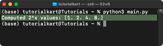 NumPy exp2() - 2 Raised to the Power of Each Element in Array