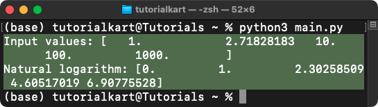 NumPy log() - Natural Logarithm of Elements in Array