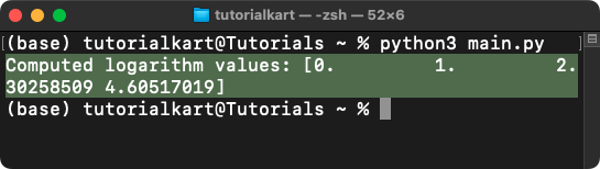 NumPy log() - Natural Logarithm of Elements in Array