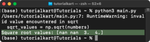 NumPy sqrt() - Square Root of Each Element in Array