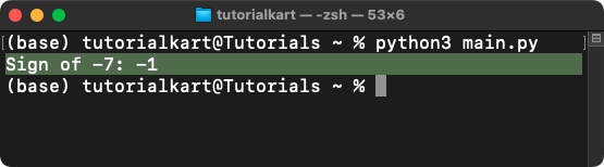 NumPy sign() - Indication of Sign of Number of Array Element-wise
