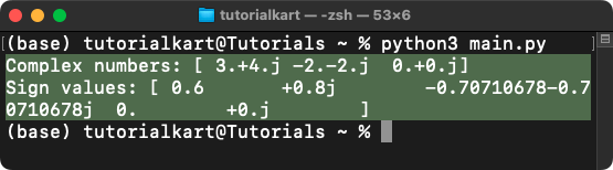 NumPy sign() - Indication of Sign of Number of Array Element-wise