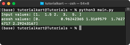 NumPy acosh() - Inverse Hyperbolic Cosine