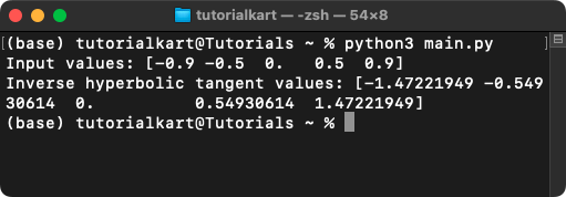 NumPy atanh() - Inverse Hyperbolic Tangent