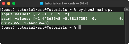 NumPy asinh() - Inverse Hyperbolic Sine
