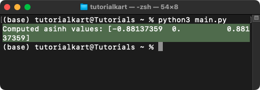 NumPy asinh() - Inverse Hyperbolic Sine