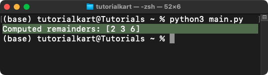 NumPy fmod() - Remainder of Division of Two Arrays Elementwise