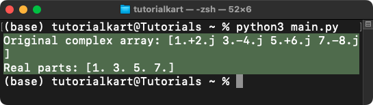 NumPy real() - Extract Real Part of Complex Number