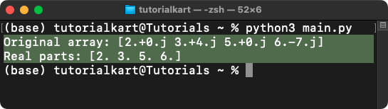 NumPy real() - Extract Real Part of Complex Number