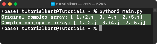 NumPy conj() - Complex Conjugate of Each Element in Array