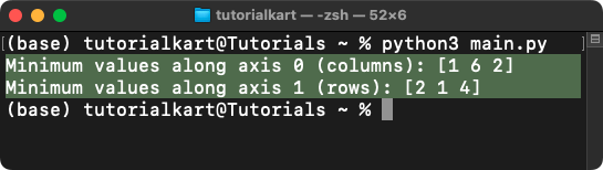 NumPy min() - Minimum Value in Array / Axis
