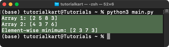 NumPy fmin() - Minimum of Two Arrays Ignoring NaNs