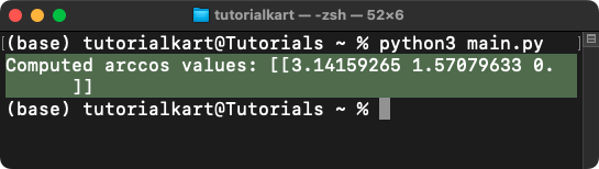 NumPy arccos() - Trigonometric Inverse Cosine