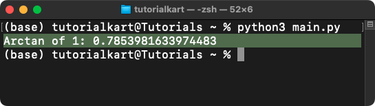 NumPy arctan() - Trigonometric Inverse Tangent
