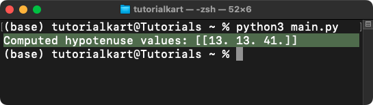 NumPy hypot() - Hypotenuse Function