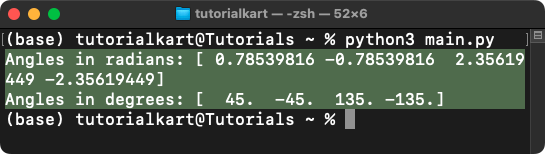 NumPy arctan2() - Inverse Tangent of Ratio of Two Numbers