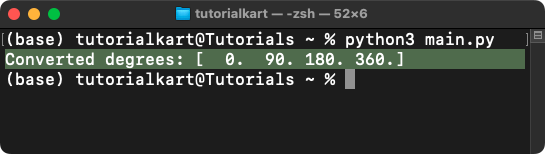 NumPy degrees() - Convert Radians to Degrees