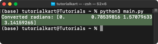 NumPy radians() - Convert Degrees to Radians
