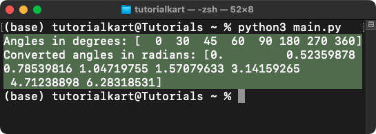 NumPy deg2rad() - Convert Degrees to Radians