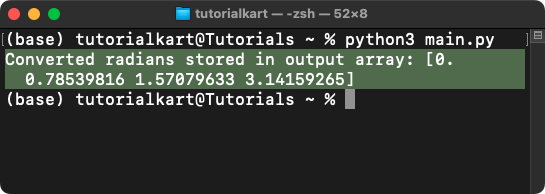 NumPy deg2rad() - Convert Degrees to Radians