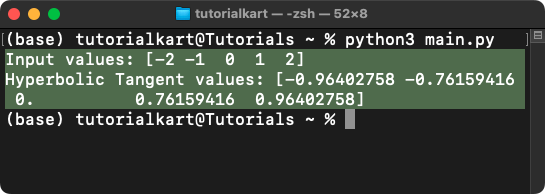 NumPy tanh() - Hyperbolic Tangent - Syntax, Examples