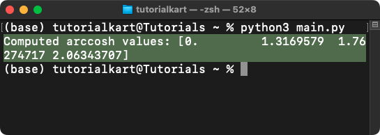 NumPy arccosh() - Inverse Hyperbolic Cosine