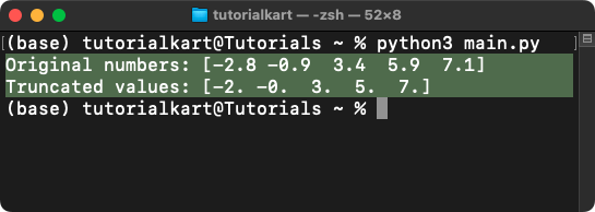 NumPy trunc() - Truncate Each Element in Array