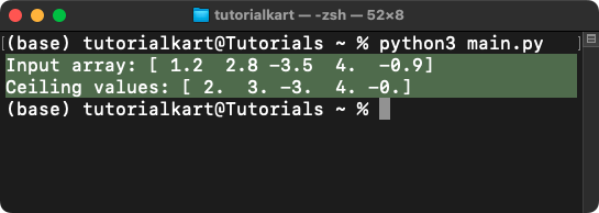 NumPy ceil() - Compute Ceiling of Each Element in Array