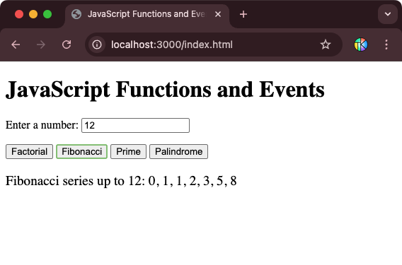 9. Javascript Functions and Events